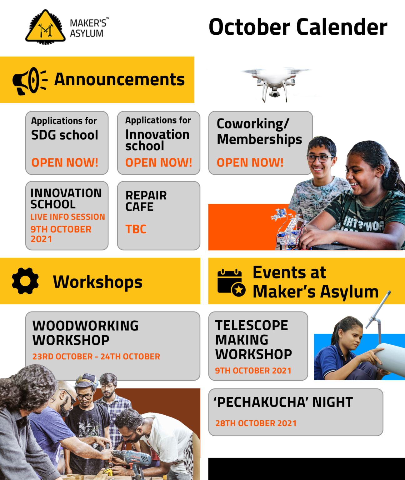 October Calendar - Maker's Asylum